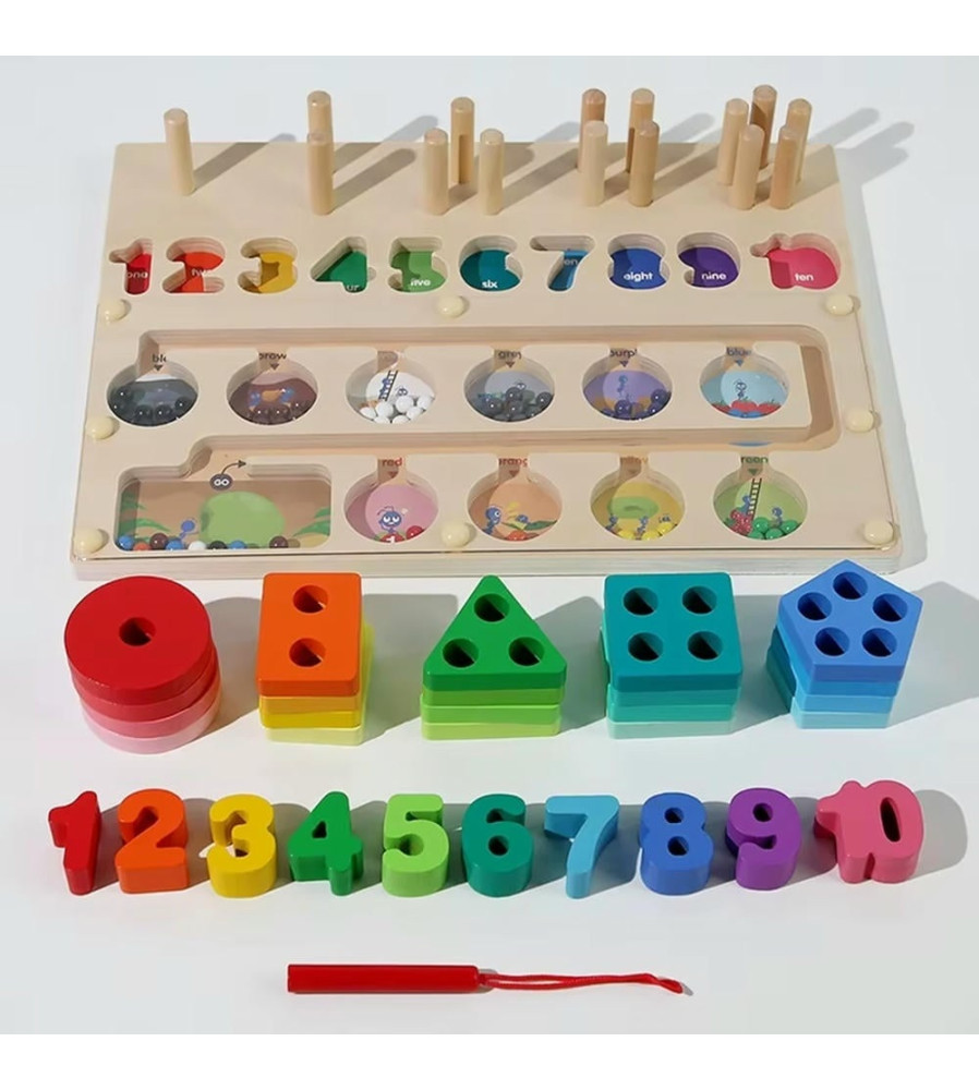 Juego Encajable Y Laberinto Y Números 30*22 Cm Úpale